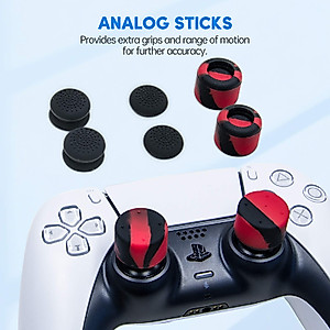 Upgraded PS5 Controller Charger with Thumb Grip Kit, Ipega DualSense Charging Station with LED Indicators, Dual USB Type C Fast Charging and Safety Chip Protection for Sony Playstation 5 Controllers