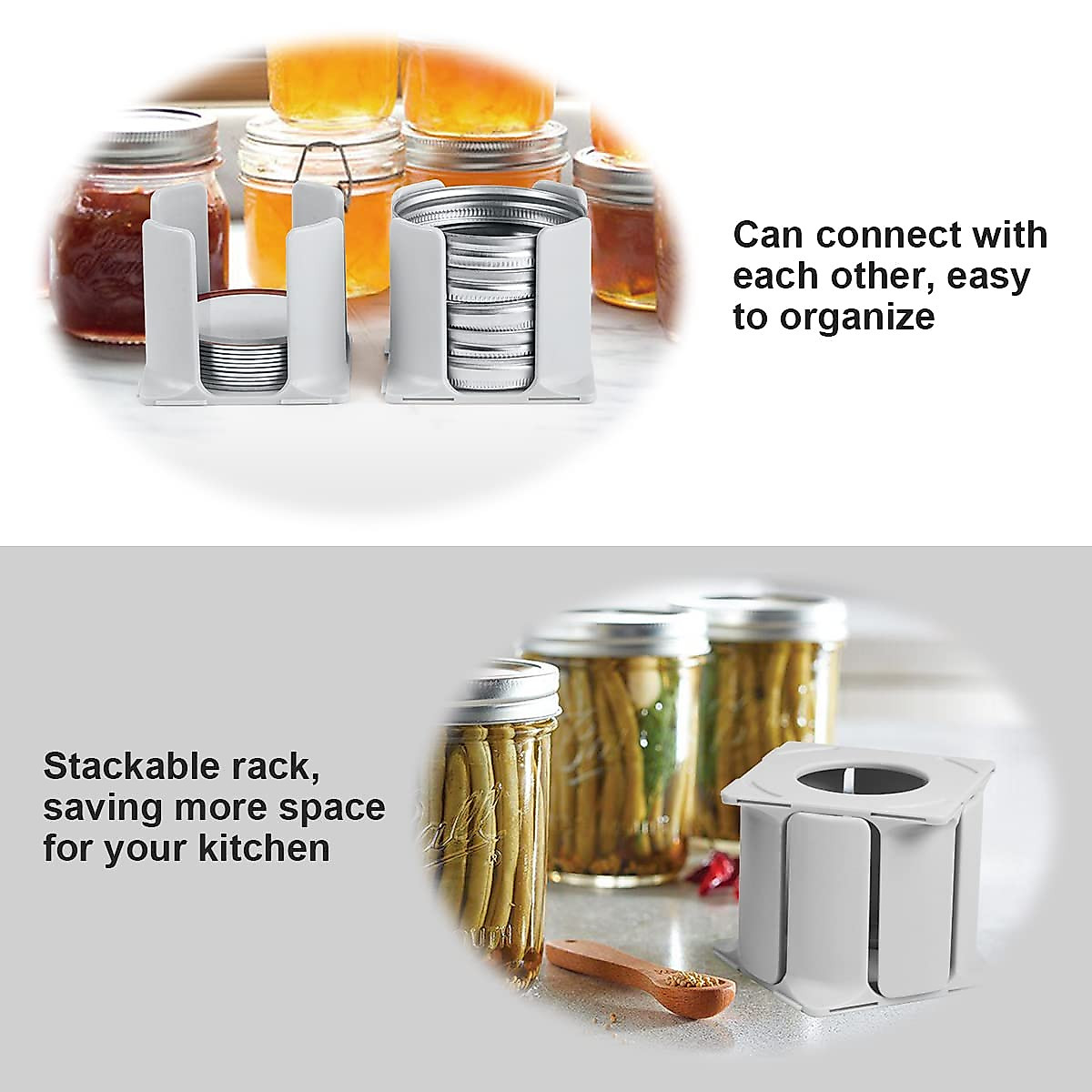 AIEVE Mason Jar Lid Organizer, 4 Pack Canning Lid Storage Rack for Storing Wide & Regular Mouth Lids and Rings