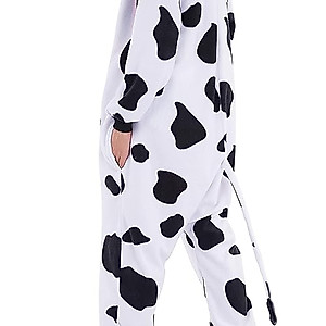 Spooktacular Creations Unisex Adult Pajama Plush Onesie One Piece Cow Animal Costume (Large)