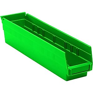 Quantum Storage Systems QSB103GN 20-Pack 4" Hanging Plastic Shelf Bin Storage Containers, 17-7/8" x 4-1/8" x 4" , Green