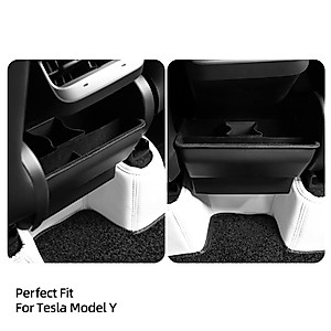 Alfanxi Rear Center Console Organizer Box Alcantara Material Storage Tray Compatible with Tesla Model Y (Green)