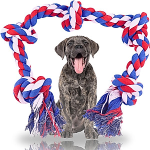 BEGA PET 38 in Dog Toys for Aggressive Chewers Medium Large Dogs Breed - Tough Rope Chew Toy Heavy Duty Ropes for Dog 5 Knots Indestructible Puppy Teething Chew Tug of War Durable Gift Birthday