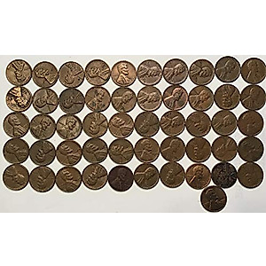 1958 D Lincoln Wheat Cent Penny Roll 50 Coins Penny Seller Extremely Fine