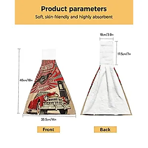 Krisyeol Hanging Kitchen Towel 1 Pcs Retro Filling Station Car Posters Soft Dish Towel Water Absorbent Hook and Loop Hand Towel for Bathroom Tea Bar Washroom Toilet Home Decor