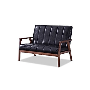Baxton Studio BBT8011A2-Black Loveseat Love Seats, 29.45LX44.66WX31.59H, Black