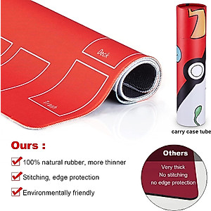 Biouai Playmat for Card Gameplay - Play Mat with Tube for 2 Player Trainer Game Playing（Red）