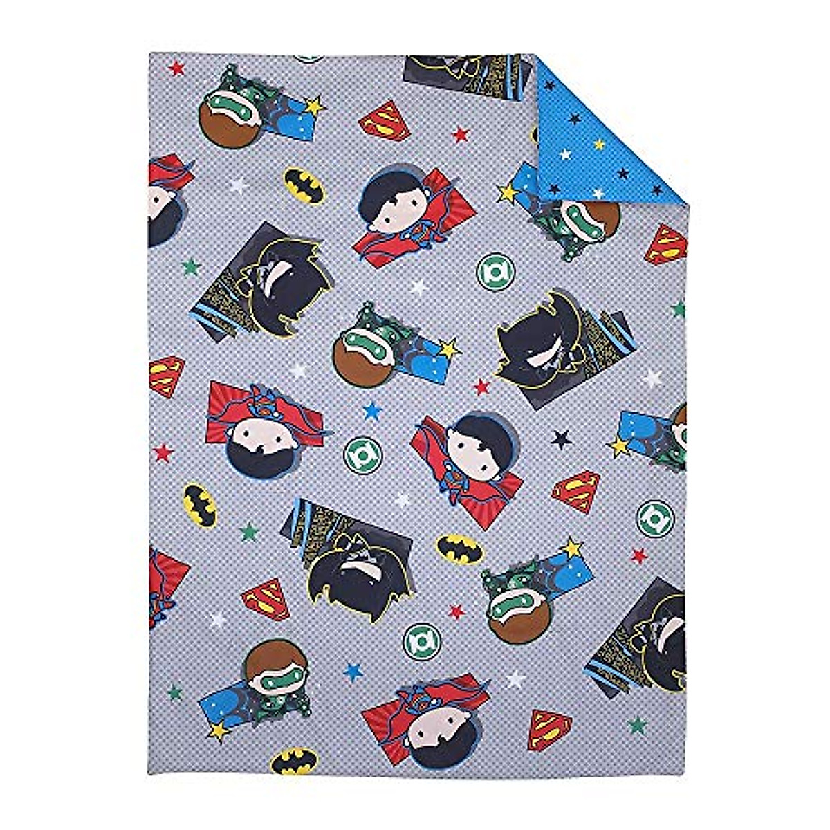 Warner Brothers Justice League 4 Piece Toddler Bedding Set, Grey/Blue/Red/Black
