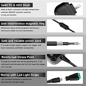 Universal AC Adapter, Waysse 12W 3V 4.5V 5V 6V 7.5V 9V 12V Adjustable Power Adapter Multi Voltage Switching Replacement Power Supply for Household Electronics and LED Strip