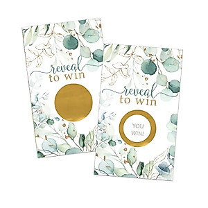 Gold & Greenery Scratch Off Game Cards (30 Pack) - Fun Bridal Shower Games, Modern Wedding Activities, Lottery Tickets for Door Prizes, Raffle Drawings, Instant Win Scratchers, Baby Shower Favors