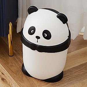 Mini Trash Can With Lid, Cute Panda Trash Can, Removable Small Garbage Can, Tiny Plastic Trash Bin, Swing Top Lid Wastebasket, Counter Garbage Lint Bin For Bathroom,Office,Kitchen,Desk,Coffee Table
