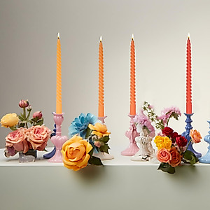 MAITREYA Orange Taper Candles Stick Spiral Twisted Candles-Set of 12 for Decoration Weddings Party Church-Unscented Dripless Candles,10inch(F-Gradient Orange)