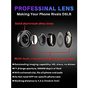 APEXEL Professional Macro Photography Lens for Smartphone, Macro Lenses for iPhone, Samsung, Galaxy, Oneplus, Android Phone(Fits for Almost All Phone), Cell Phone Macro Lens Attachment for iPhone 13