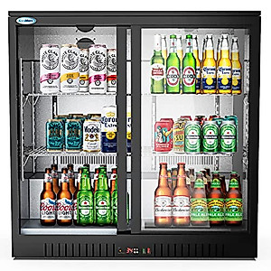 KoolMore BC-2DSL-BK Commercial-refrigerators, Double Sliding Door, Black, 7.4 cubic feet