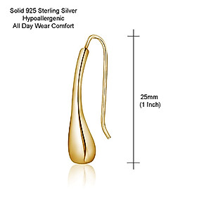 Hoops & Loops Yellow Gold Flash Sterling Silver Teardrop Polished Hook Earrings