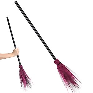 DOITOOL Halloween Witch Broom Kids Witch Broomstick Props Plastic Witches Broom Halloween Decor Witches Broomstick Halloween Witch Decoration Props Witch Costume Accessories