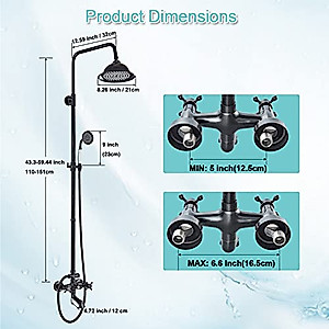 Gmusre Oil Rubbed Bronze Bathroom Shower Faucet Set Outdoor Shower Fixture 8 Inch Rainfall Shower Head Handheld Spray Tub Spout Wall Mounted Mixer Shower System with 12 Inch Extension Tube