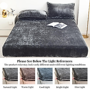 YIYEA Plush Fitted Sheet Twin Size, Ultra Soft Shaggy Fleece Twin Fitted Sheet, Fluffy Faux Fur 16" Deep Pocket Flannel Fitted Sheet for Fall Winter and Spring, 1 Pack Fitted Sheet Only