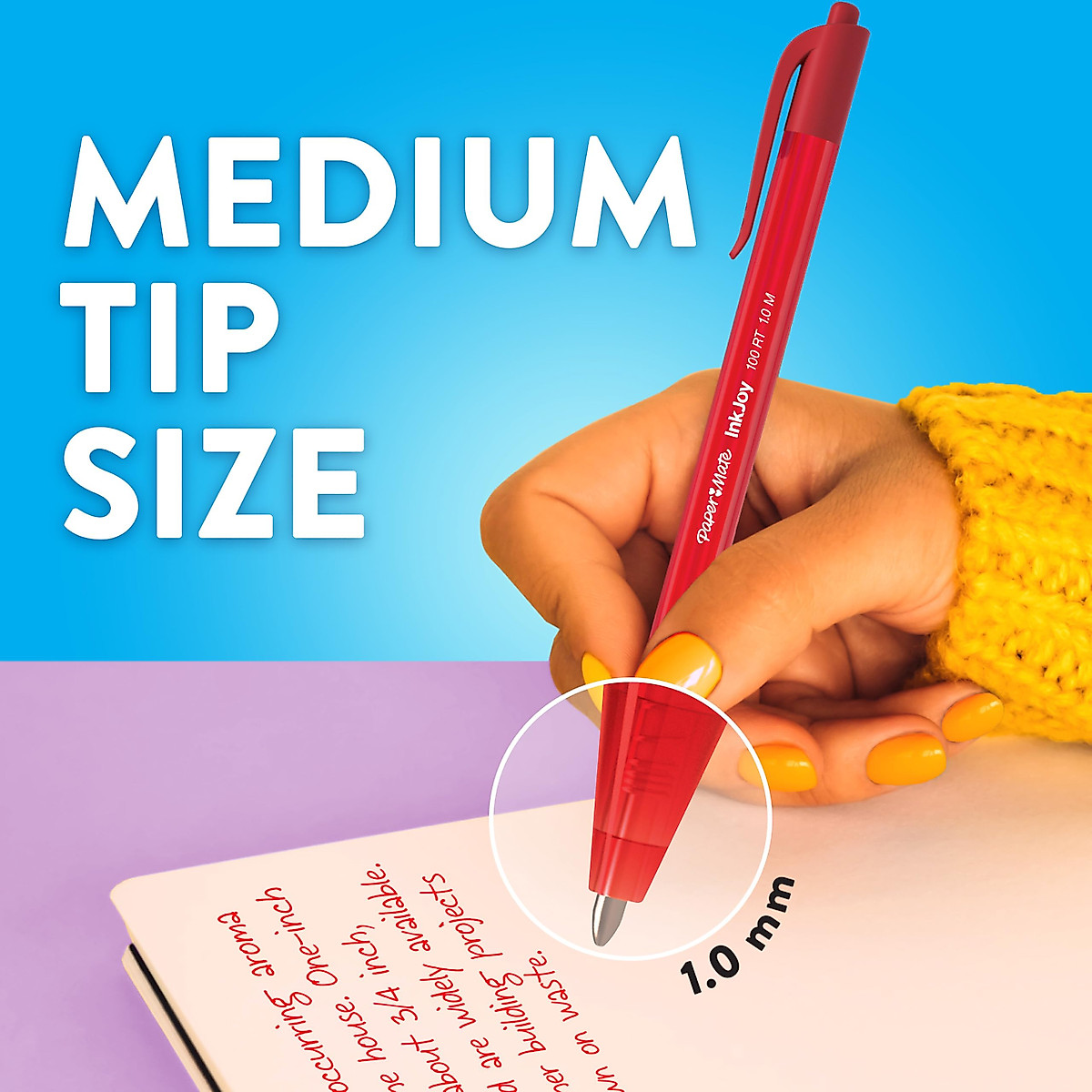 Paper Mate InkJoy 100RT Retractable Ballpoint Pens, Medium Point, Red, Box of 12