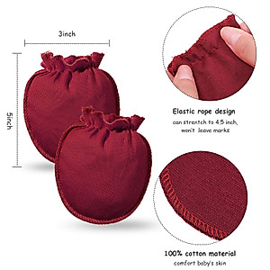 Geyoga 18 Pieces Baby Headband Newborn Socks and Mittens Sets Elastic Baby Essentials Boys Girls 0-6 Months (Wine Red, Pink, Yellow, Balsklish Green, White, Black)