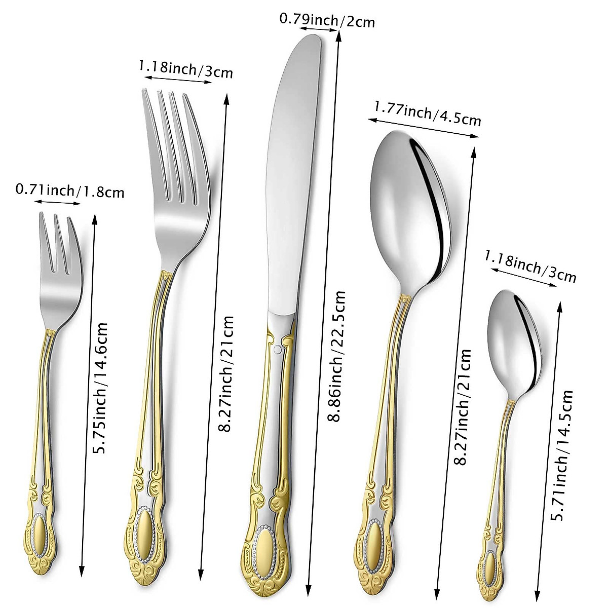 40 Pcs Gorgeous Gold Silverware Set 18/10 Stainless Steel Heavy Utensil Set Dishwasher Safe, Service for 8, Fine Silverware Flatware for Family Wedding Restaurant Hotel (Silver)
