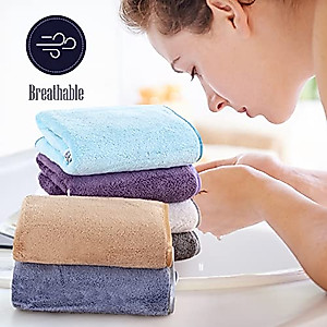 BAMBOO QUEEN Luxury Silk Hemming Hand Towels Sets of 6 - Light Thin Quick Drying - Ultra Soft Microfiber Highly Absorbent Towel for Hotel, Bathroom, Shower, Spa, Hand Towel 16 x 28 inches - Multicolor