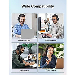 TZS Wireless Headset for Laptop, Bluetooth Headphone with Detachable Boom Mic, On Ear Headphones Noise Cancelling with Mute Function & 26H Talk Time for Home/Office Compatible with iOS and Android