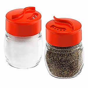 Glass Salt And Pepper Shaker Set, Spice Storage For Table Serving And Cooking With Dual Perforated Shaking Top - 3 Oz Spice Seasoning Shaker - 2 Pack