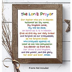 Lords Prayer Wall Art - Religious Bible Study Scripture Decor for Church, Sunday School Classroom, Baby, Girls Room, Toddler, Boys Bedroom, Nursery - Blessed Christian Gift for Daughter, Son, Kids