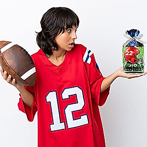 GITMIWS 40pcs Football Party Favors Bags-9'' Football Drawstring Bags Candy Goodies Plastic Drawstring Gift Bags for Rugby Football Themed Party Ideas Boys Kids Decoration Supplies(2 styles, Deep Blue)