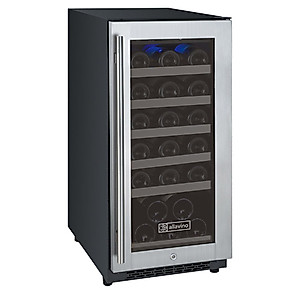 Allavino 15" Wide FlexCount II Tru-Vino 30 Bottle Single Zone Stainless Steel Right Hinge Wine Refrigerator