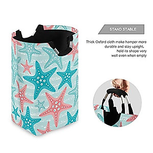 senya Nautical Ocean Starfish Large Storage Basket Collapsible Organizer Bin Laundry Hamper for Nursery Clothes Toys