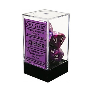 Chessex Chx27457 Dice-Festive Violet/White Set, Yellow, Large (18mm - 25mm)