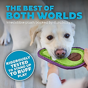 Outward Hound Tough Skinz Durable Squeaky Dog Toy with Two Tough Layers, Avocado, Green, Medium