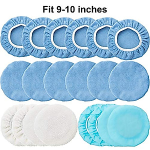 20 Pieces 9 to 10 Inches Buffer Pads Car Polisher Bonnet Orbital Buffer Bonnets Microfiber Bonnet Polishing Bonnet Buffing Pad Cover