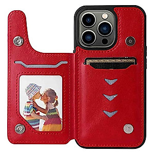 Fansipro Bumper Case Cover for Samsung Galaxy S9 Plus, Premium PU Leather Slim Fit Cover for Galaxy S9 Plus, 1 Card Slot, 1 Photo Frame Slot, Spring, Red