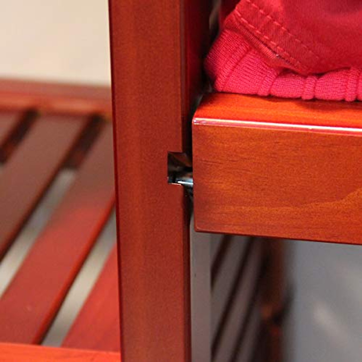 John Louis Home 12 in. Deep Solid Wood Simplicity Closet Organizer, Red Mahogany Finish