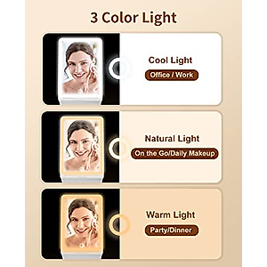 Jack & Rose Travel Makeup Mirror with Magnification, Travel Mirror with Light, Adjustable Height and Angle, Portable Folding Mirror