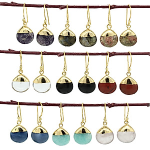 Gempires Amazonite Pear Cabochon Dangle Earring for Women Teardrop Earring 15 mm 14k Gold Plated Dangle Drop Jewellery for Women (Amazonite)