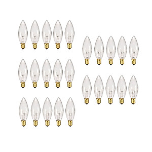 Replacement Light Bulbs for Electric Candle Lamps - 7 Watt, Clear, Pack of 25 Bulbs