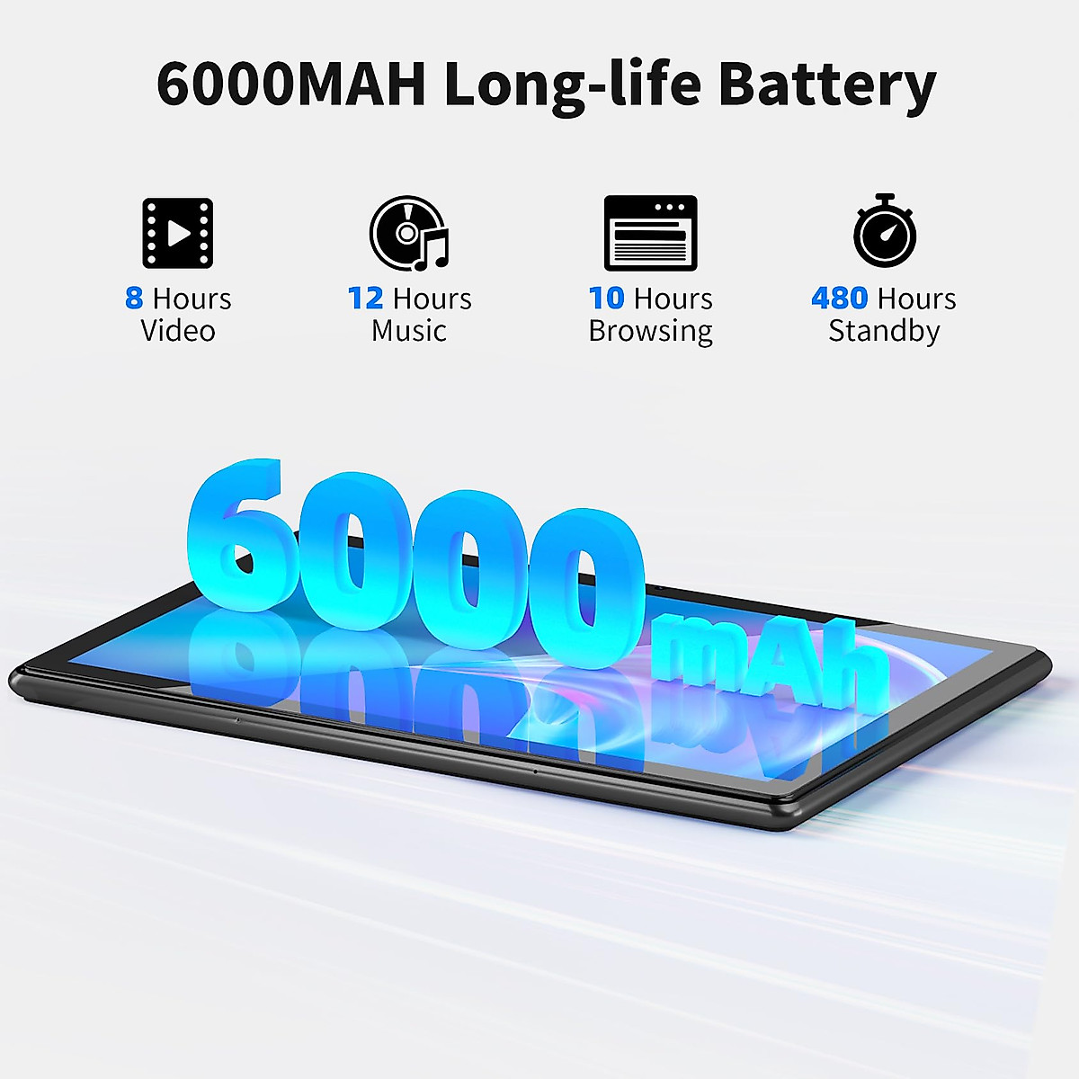 SGIN Tablet with 10.1 Inch Android 12 Tablets, 8GB RAM 128GB ROM with 1980 * 1200 IPS Display， Octa-Core A133 1.6Ghz Processor, 5MP + 8MP Camera, Bluetooth 4, WiFi, 5000mAh, GPS (Black)