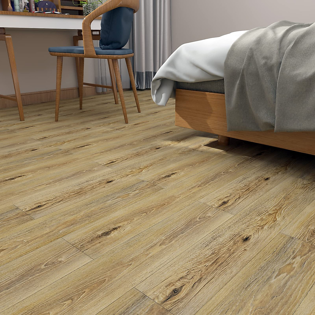 LaCheery Peel and Stick Floor Tile Wood Look 6"x36" Grey Plank Vinyl Flooring Tiles Peel and Stick Waterproof for Bathroom Kitchen Floor Tile Sticker Self Adhesive Vinyl Flooring Roll Removable 4-Pack