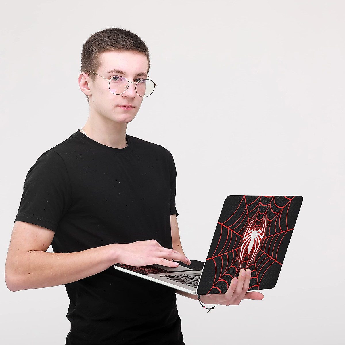 HK Studio Laptop Skin Decal Specific Fit for HP 15.6" with No Cutting Required, No Bubble, Waterproof, Scratch Resistant, Spider Design - Including Wide Screen and Full Wrist Pad Skin