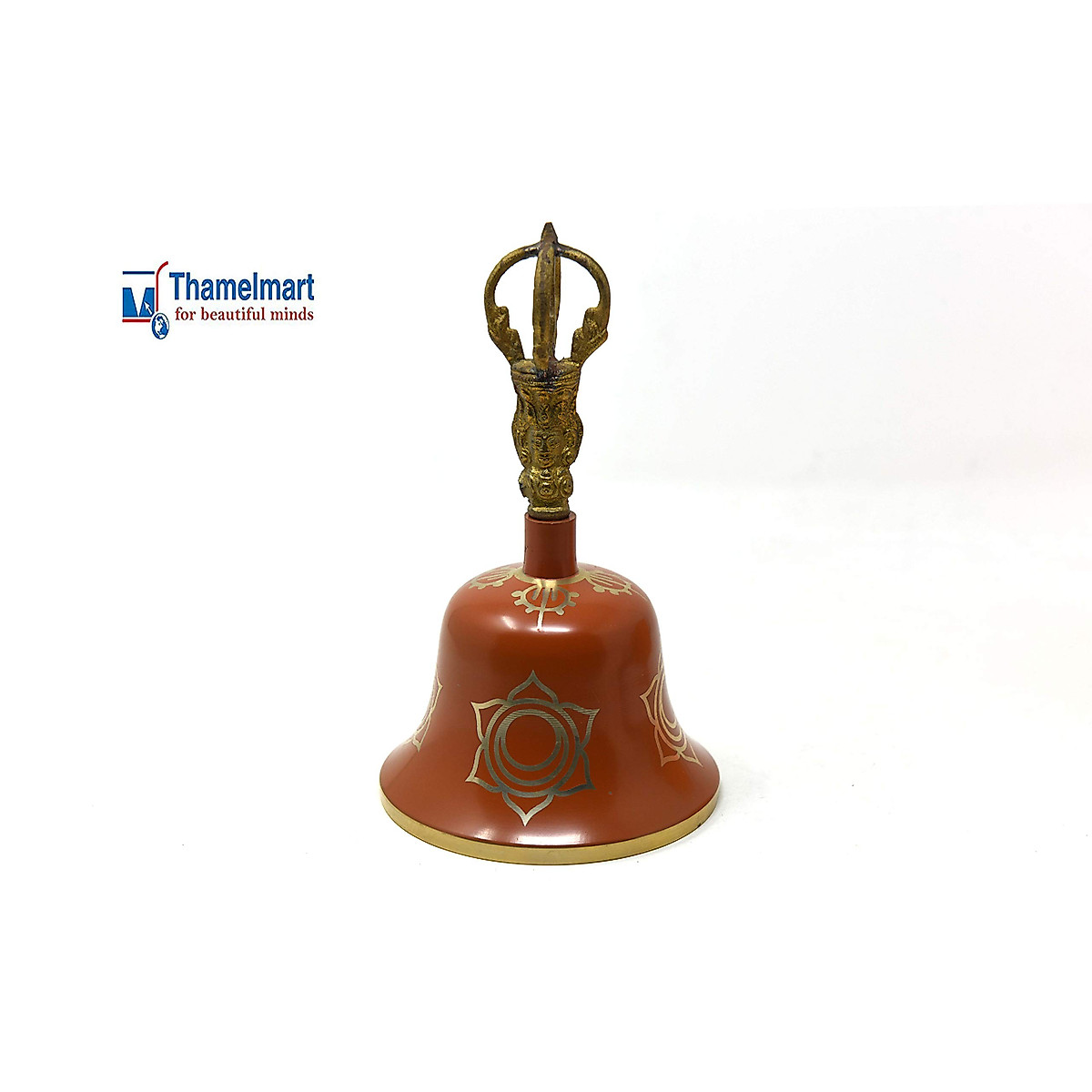 Tibetan Buddhist Meditation Bell Chakra Color - Bell of Enlightenment from Nepal 8 Inches Including free Box … (ORANGE)