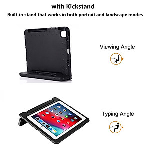 UUcovers Kids Case for Apple iPad Pro 12.9 inch 2022/2021/2020/2018 (6th/5th/4th/3rd Generation) with Pencil Holder/Rotating Kickstand Swivel Handle EVA Foam Shockproof Rugged Flip Stand Cover, Black