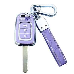 ShuDay Key Fob Cover Case Compatible with Honda Accord Civic Fit CR-V HR-V Crosstour Accessories (Purple)