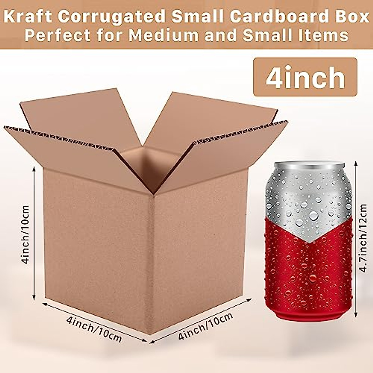 COSBAY 25 Pack Shipping Boxes 4x4x4 Inches,Small Shipping Boxes,Small Corrugated Cardboard Boxes,Cube Kraft Mailing Box,Kraft Corrugated Small Cardboard Boxes for Mailing Packing Small Business,Brown