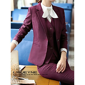 LISUEYNE Women's Three Pieces Office Lady Stripe Blazer Business Suit Set Women Suits Work Skirt/Pant,Vest Jacket