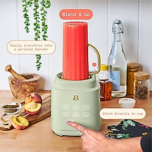 Beautiful PowerExact Blender System, 700W, 50oz Tritan Jar, 20oz Single-Serve Cup (Sage Green) by Drew Barrymore