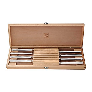 ZWILLING 8-Piece Stainless-Steel Steak Knife Set in Wood Gift Box