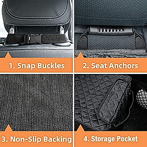 PETICON Waterproof Front Seat Car Cover 2 Pack, Full Protection Dog Car Seat Cover with Side Flaps, Nonslip Scratchproof Captain Chair Seat Cover Fits for Cars, Trucks, SUVs, Jeep, Black